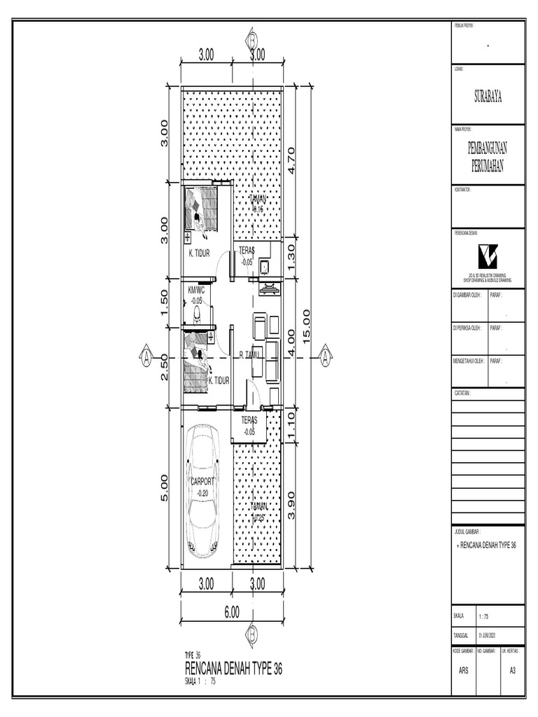 Denah Rumah Type 36 dan Tampak PDF | PDF