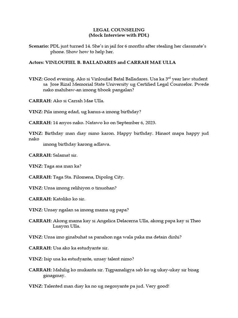 Script Legal Counseling | PDF