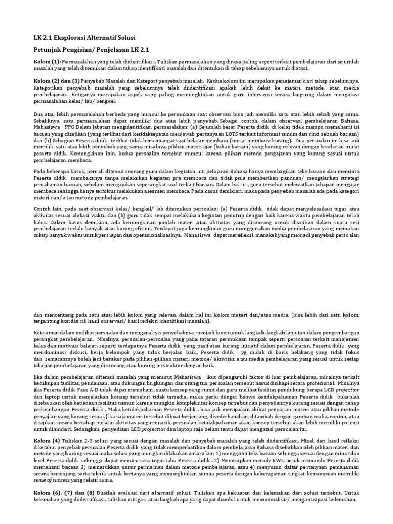 LK 2.1 Eksplorasi Alternatif Solusi ANGGA Siklus 2 | PDF