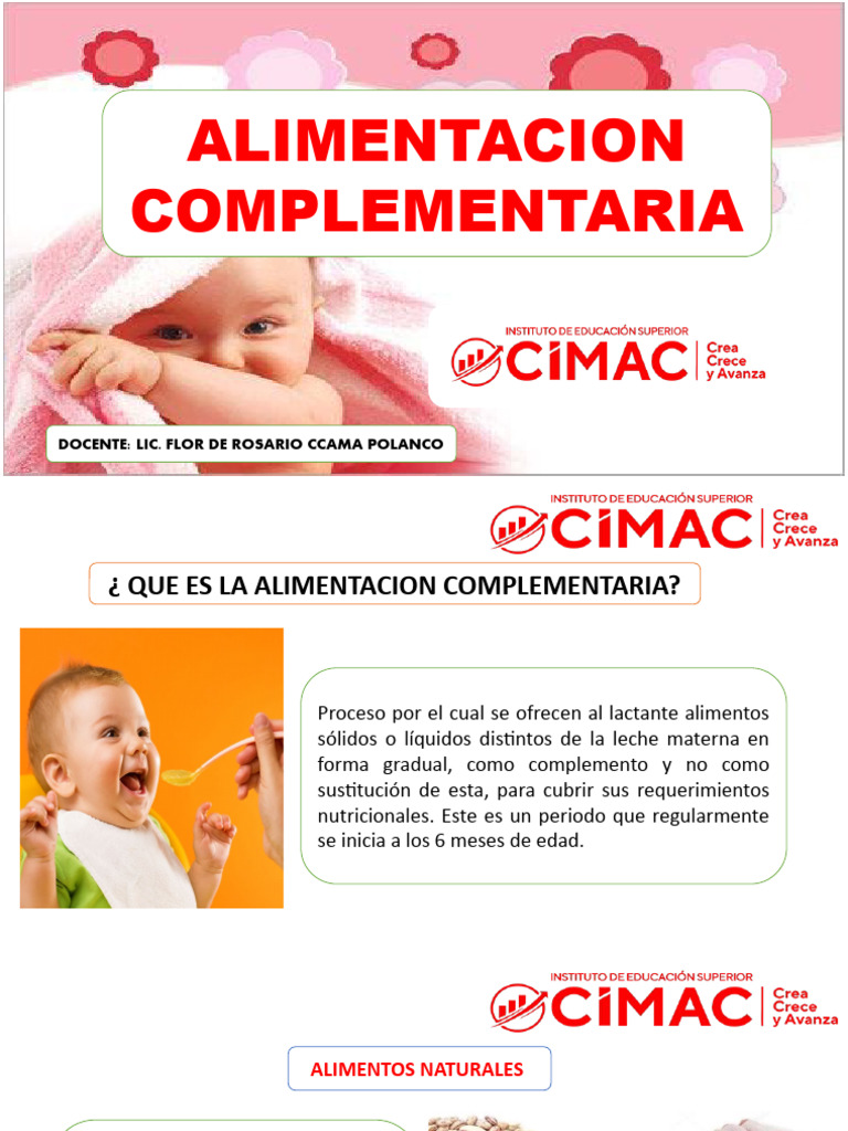 Alimentacion Complementaria | PDF | Alimentos | Leche
