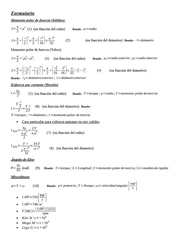 Formulario | PDF | Mecánica | Mecanica clasica