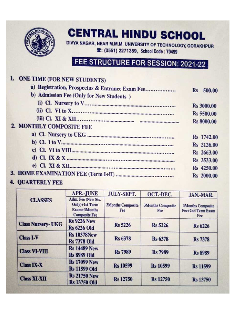 New Fee Structure | PDF