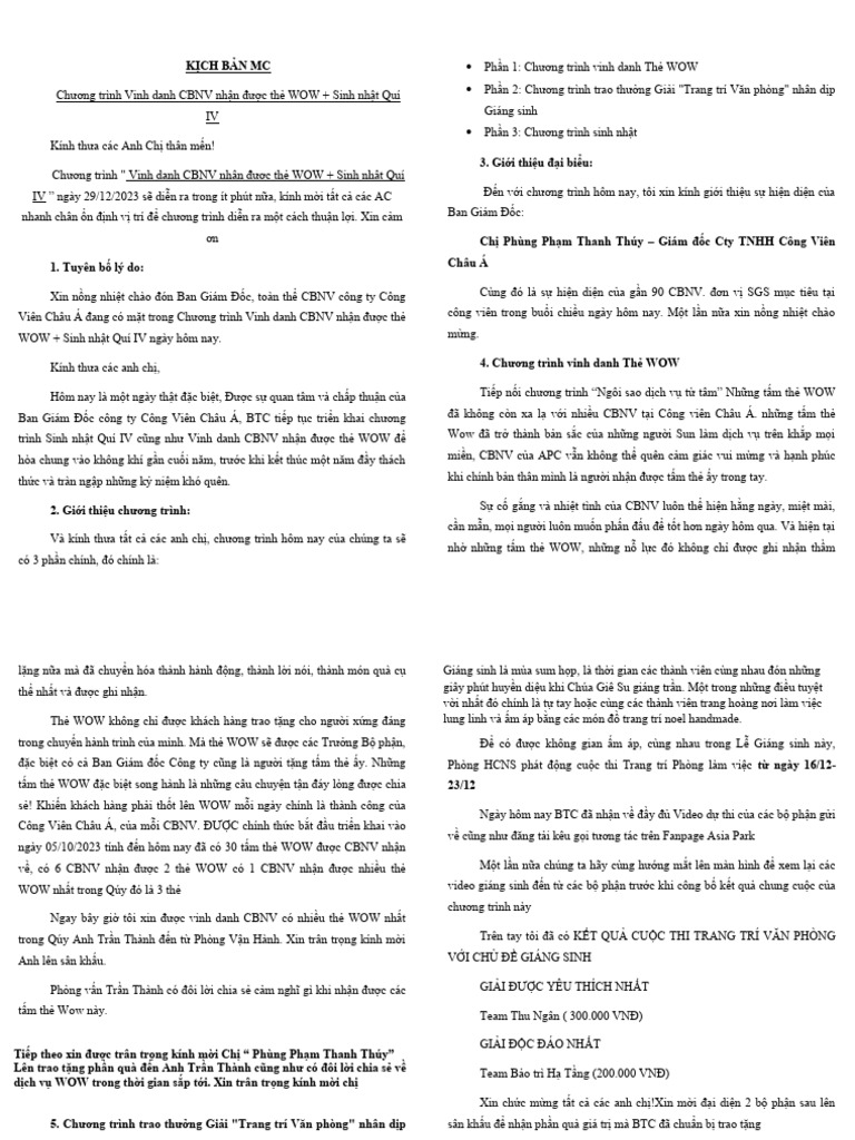 MC Kich Ban 28-12 | PDF