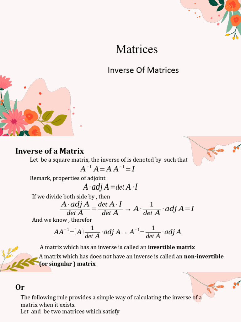 Inverse Of Matrices | PDF | Mathematical Analysis | Abstract Algebra