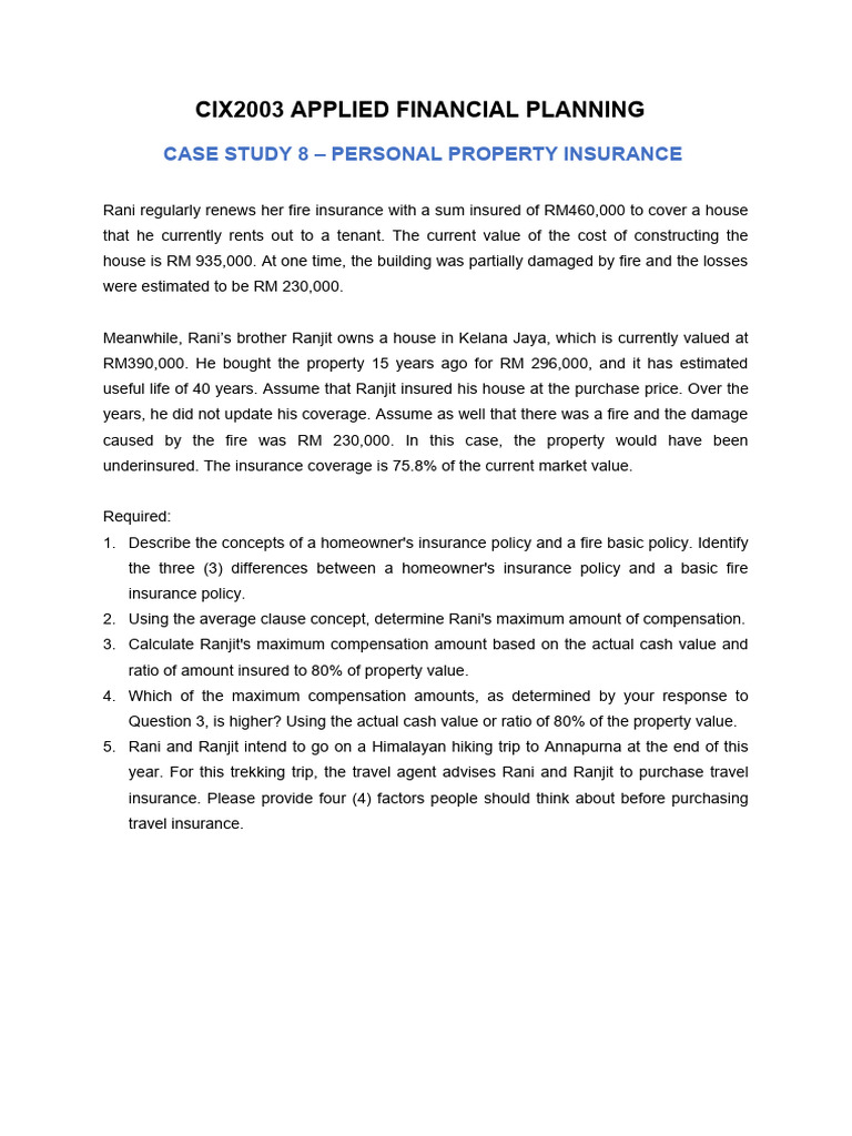 Property Insurance Case Study Analysis | PDF | Insurance | Property ...
