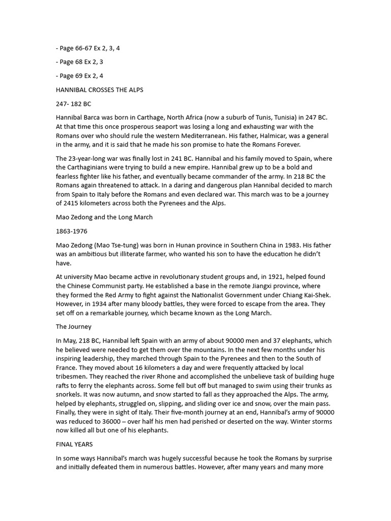 Hannibal Crosses The Alps | PDF | Hannibal | Mao Zedong