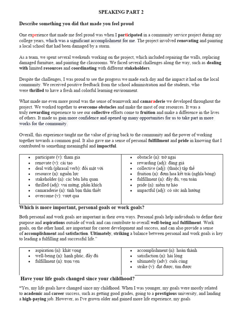 Speaking Part 2 | PDF | Motivation | Motivational