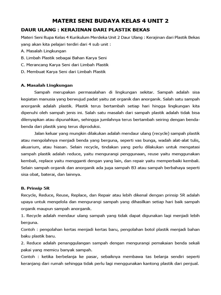 Materi Seni Budaya Kelas 4 | PDF