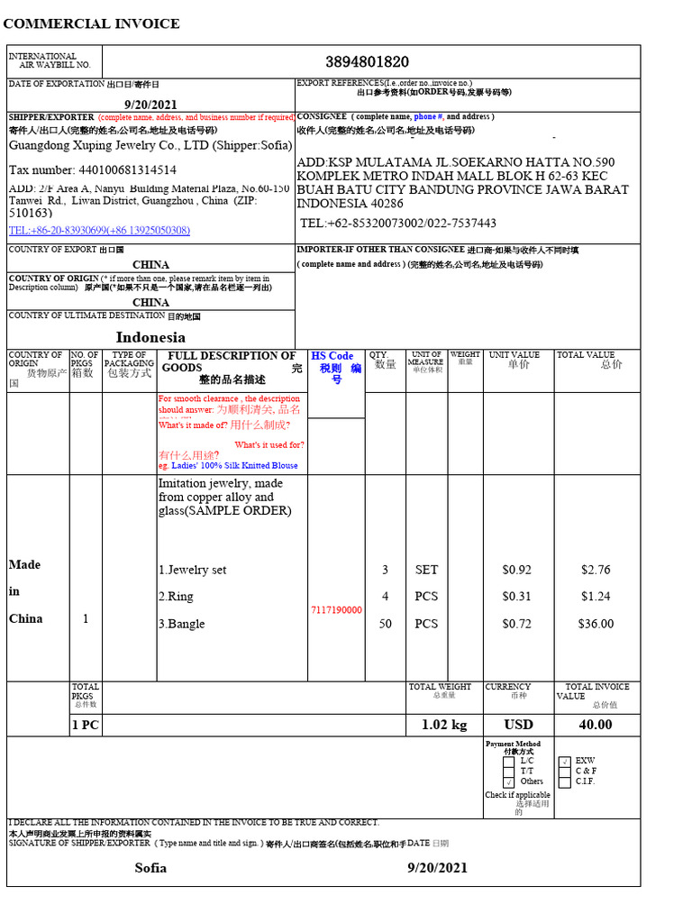 Commercial Invoice | PDF