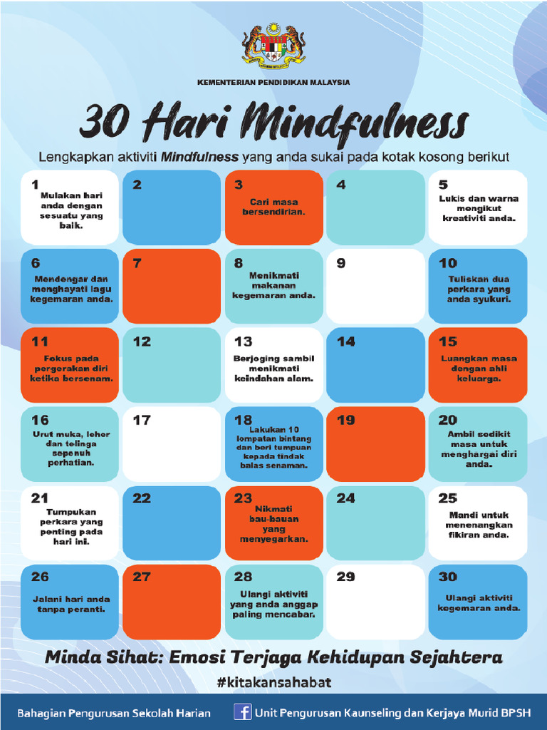 Kit Minda SIhat (Carta - 30 Hari Mindfulness) | PDF