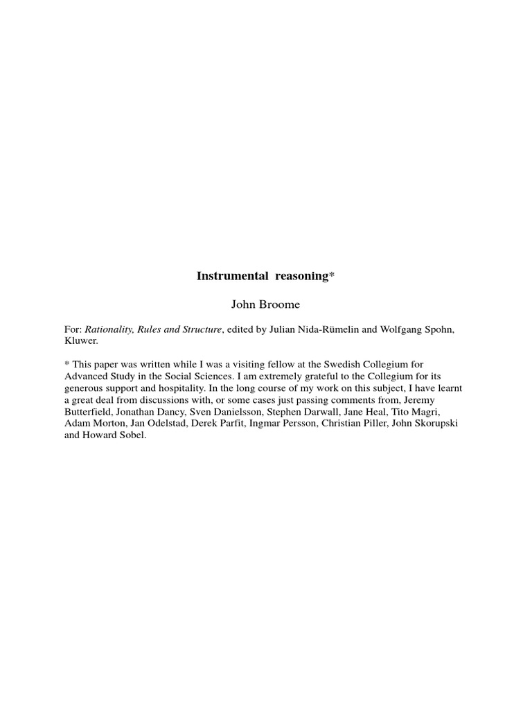 Instrumental Reasoning | PDF | Intention | Reason