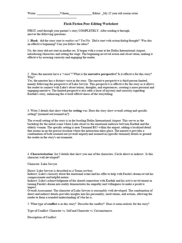 Flash Fiction Peer-Editing Guide | PDF | Plot (Narrative) | Narration