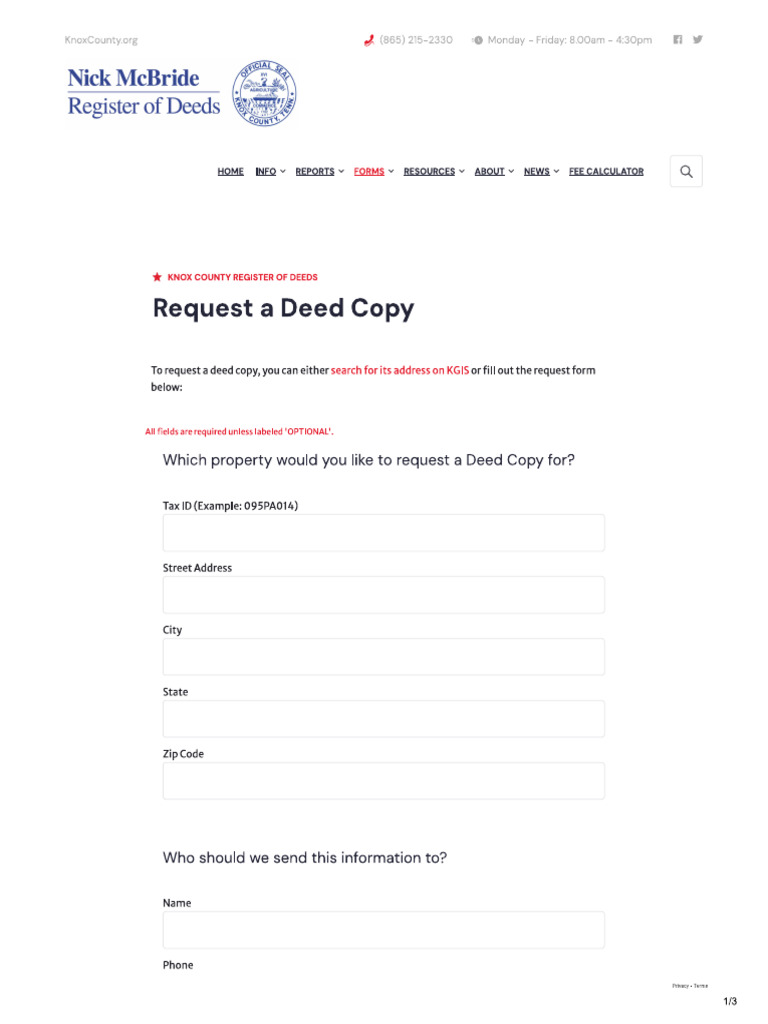 Register of Deeds - Knox County, Tennesse | PDF