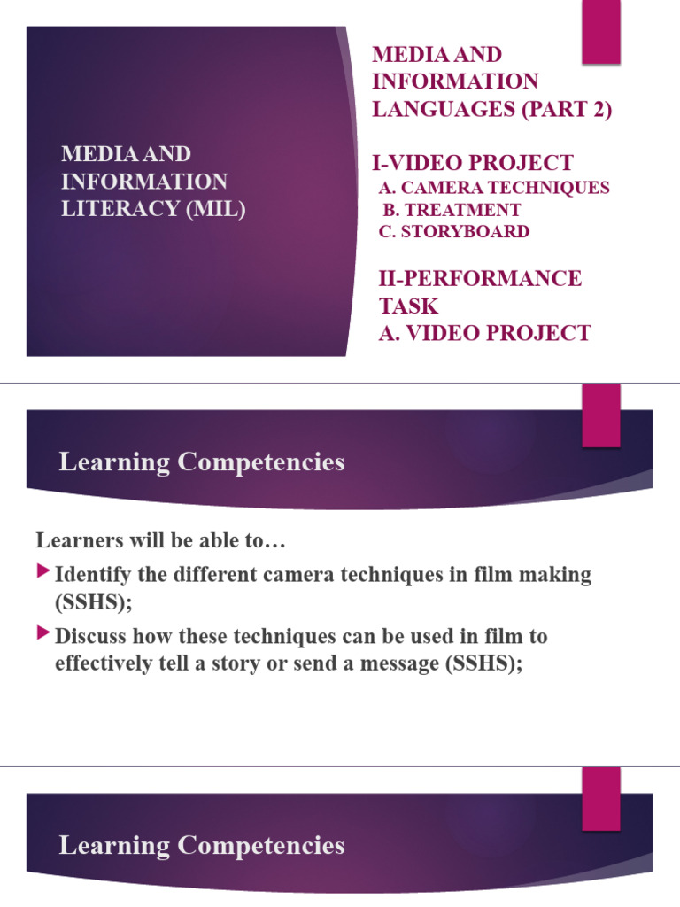 7.MIL 6. Media and Information Languages Part 2 Video Project Camera Techniques Treatment and ...