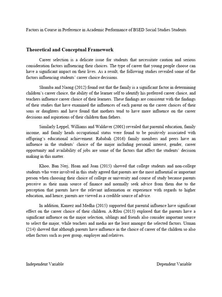 Factors in Course in Preference and Academic Performance of BSED ...