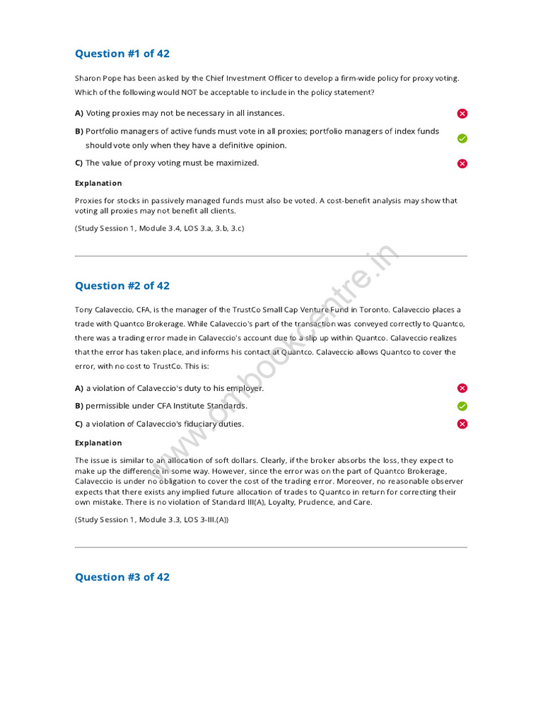 Reading 3.4 Guidance For Standards III (A) and III (B) - Answers | PDF