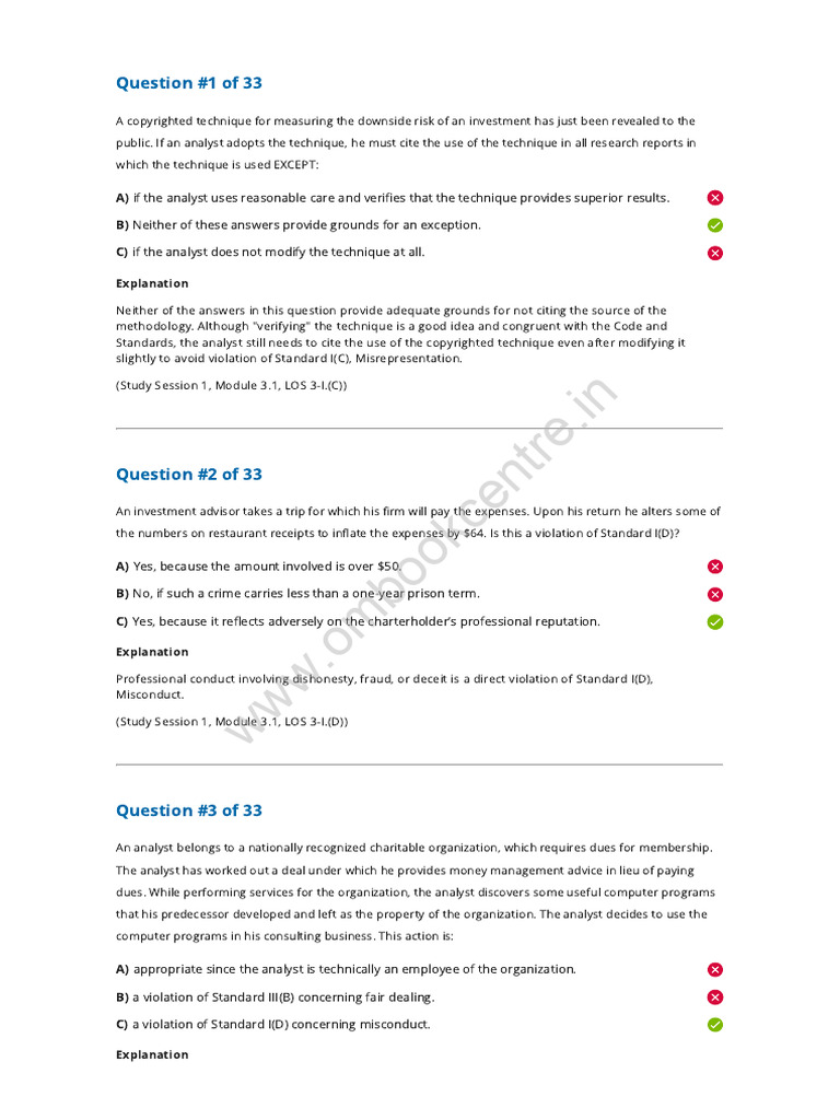 Reading 3.2 Guidance For Standards I (C) and I (D) - Answers | PDF