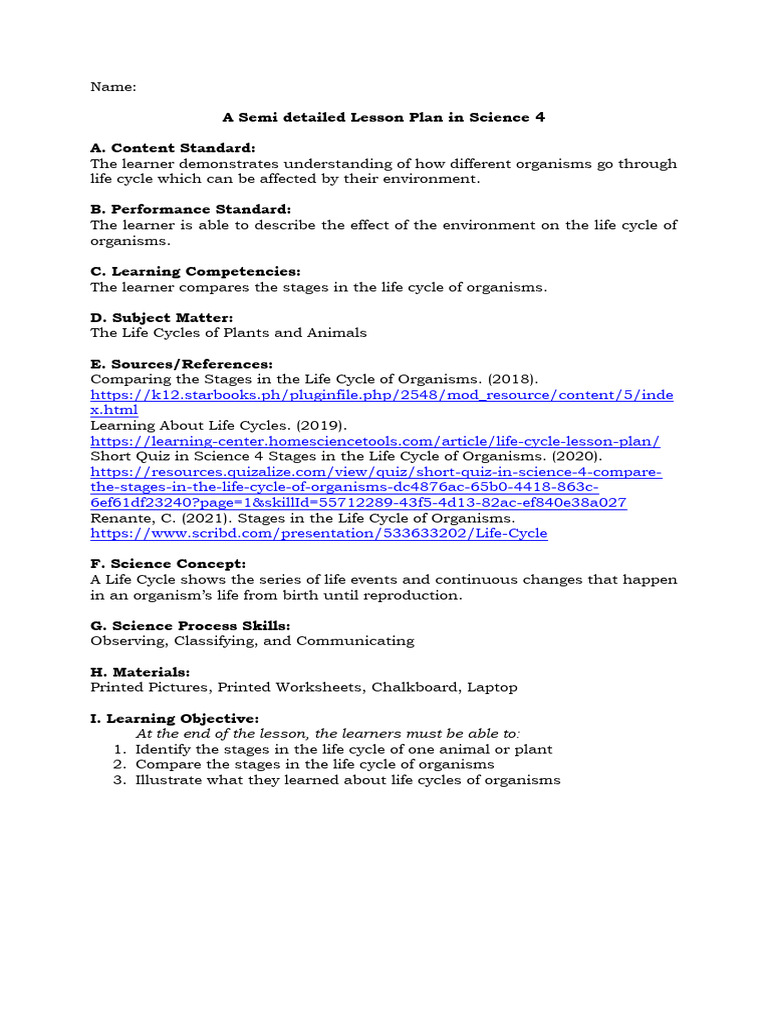 SCI 5E LESSON PLAN | PDF | Learning | Lesson Plan