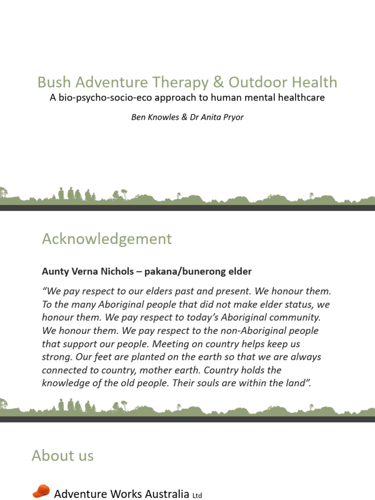 Bush Adventure Therapy Slides | PDF | Psychotherapy | Mental Health