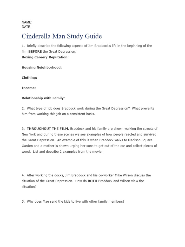 Cinderella Man Film Study Guide | PDF | Games & Activities
