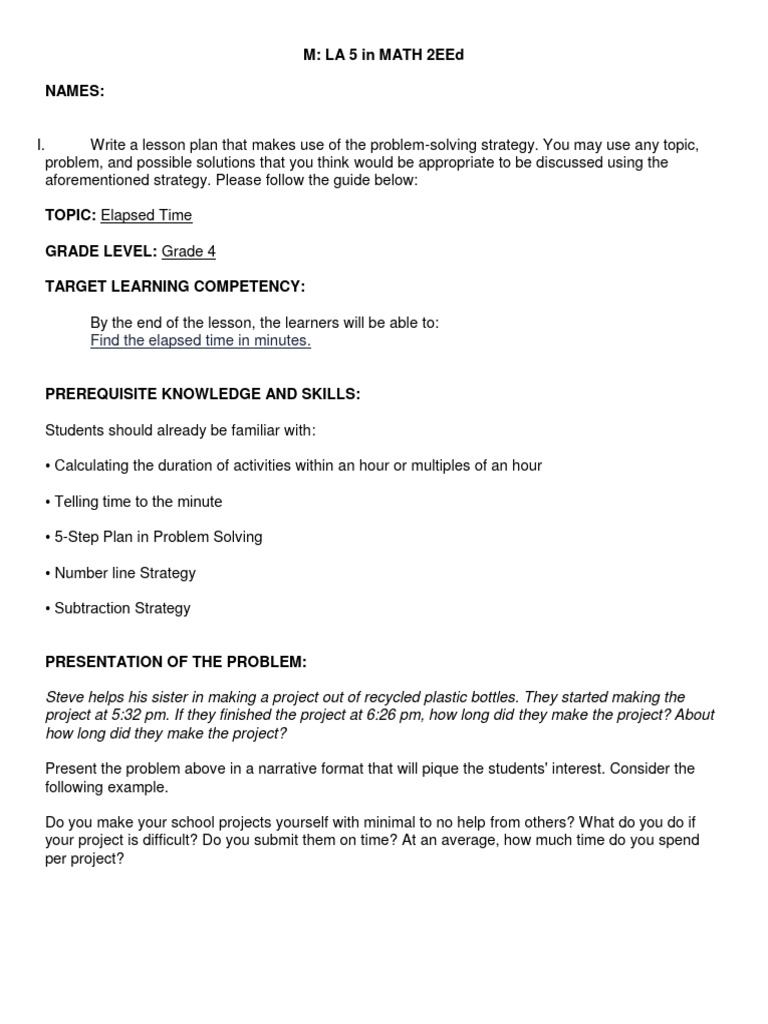 MATH Lesson Plan 1 | PDF | Subtraction | Neuroscience