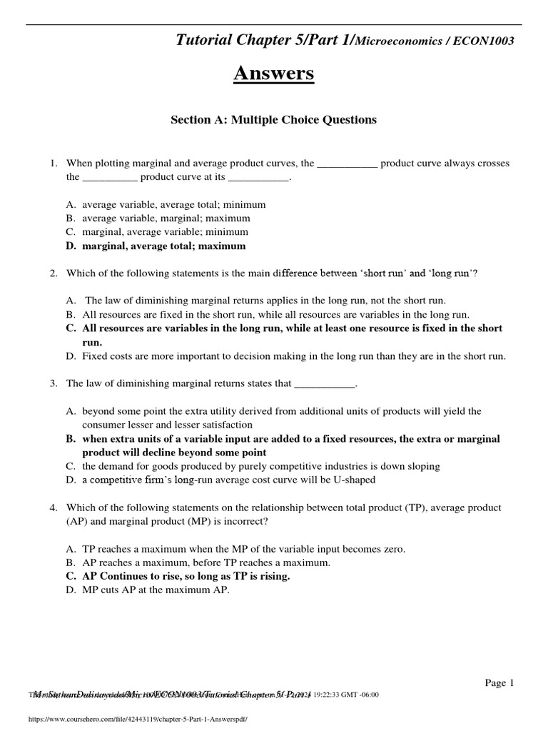 Chapter 5 Part 1 Answers PDF | PDF | Microeconomics | Trade