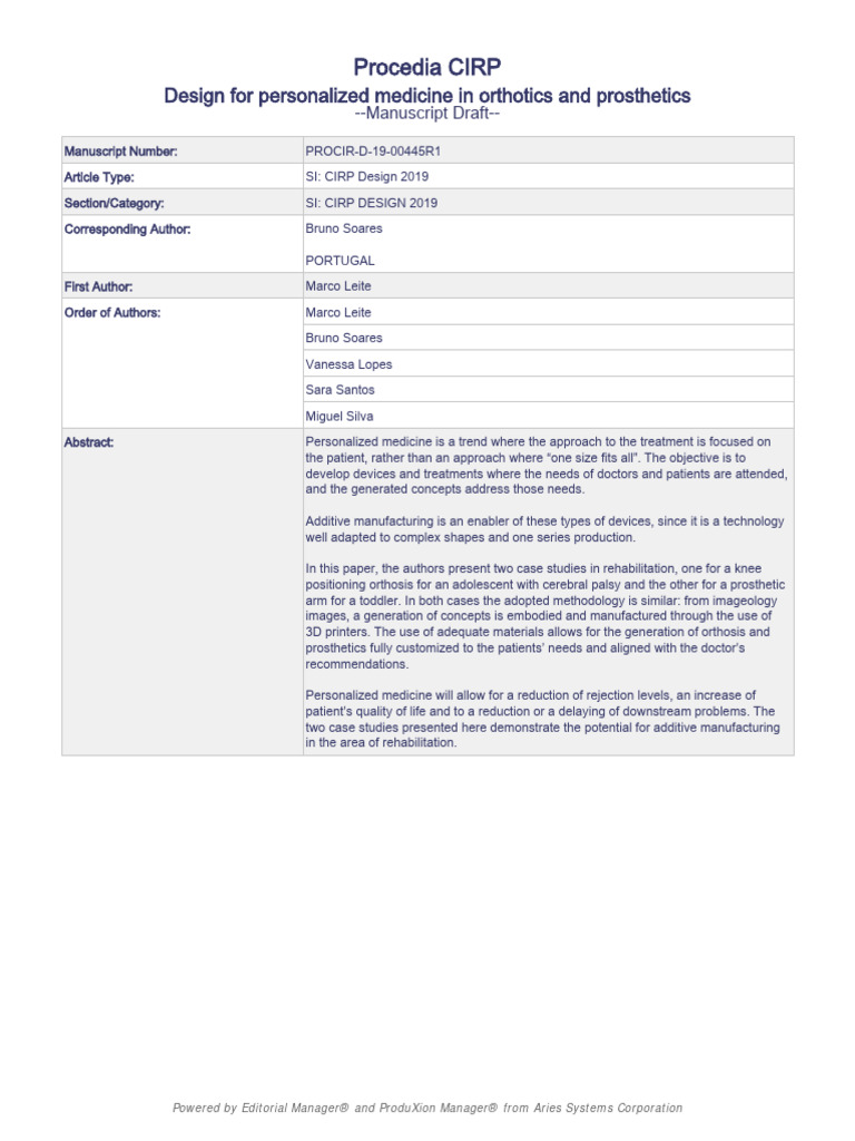422 - Procir-D-19-00445 - R1 | PDF | Prosthesis | 3 D Printing
