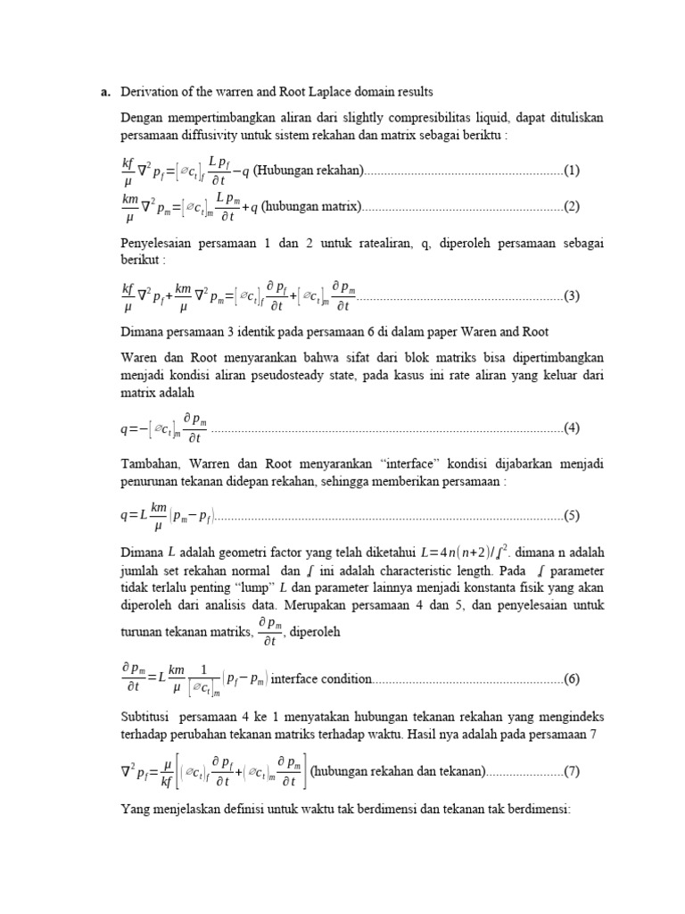 Derivasi Solusi Laplace Warren & Root | PDF