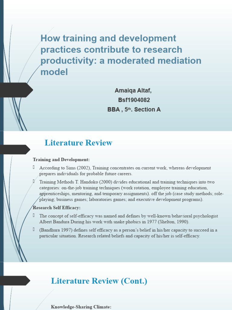 How training and development practices | PDF | Self Efficacy | Cognitive Science