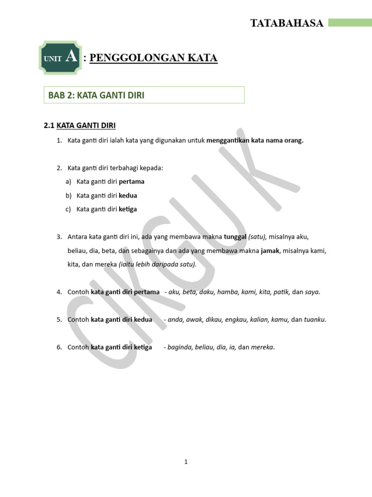 Bab 2 - Kata Ganti Diri | PDF