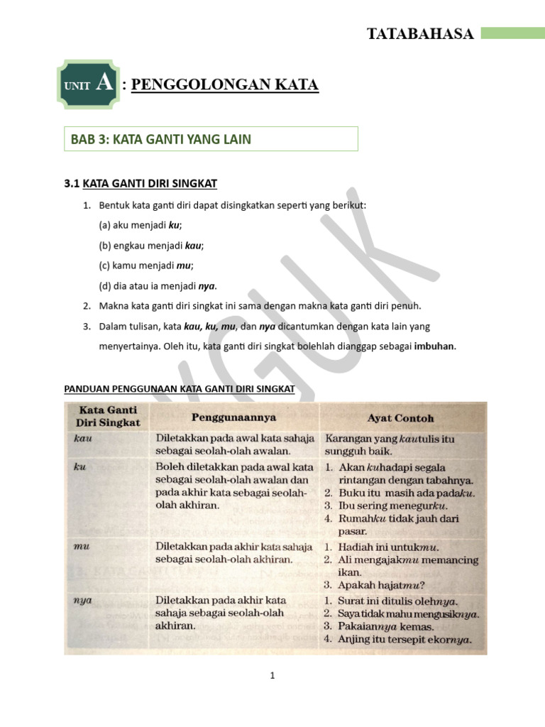 Bab 3 - Kata Ganti Yang Lain | PDF