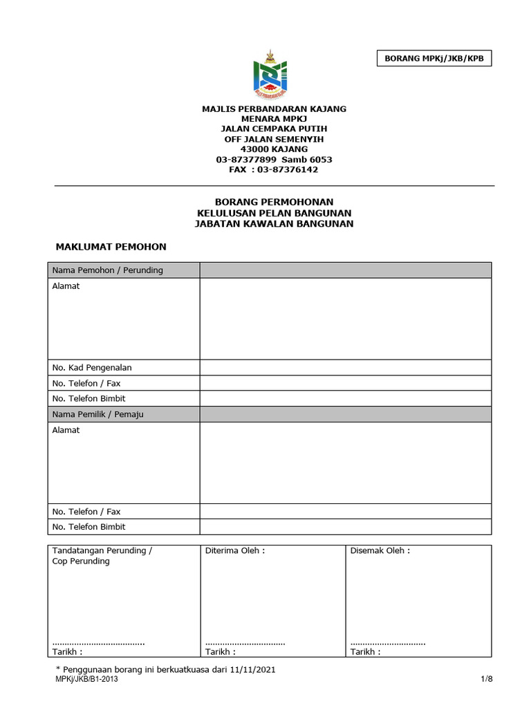 6.borang Jadual Kiraan Fee Pelan Bangunan | PDF