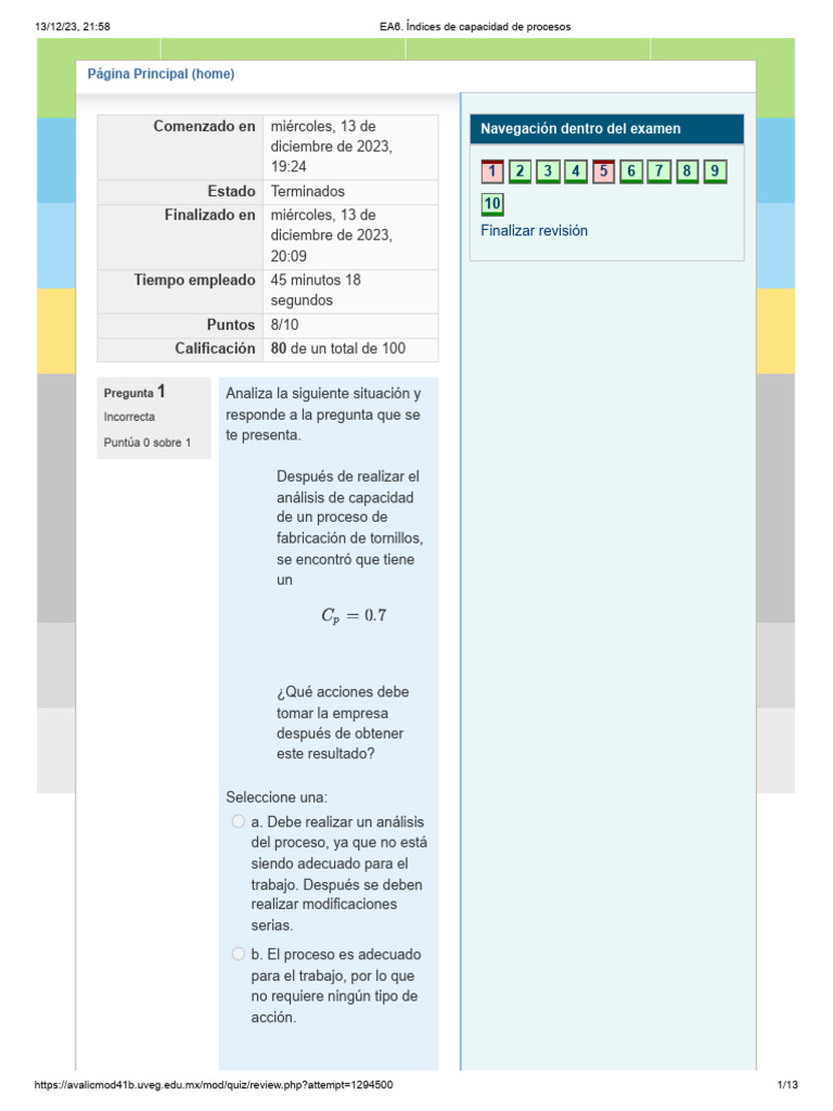 EA6. Índices de Capacidad de Procesos INT1 | PDF