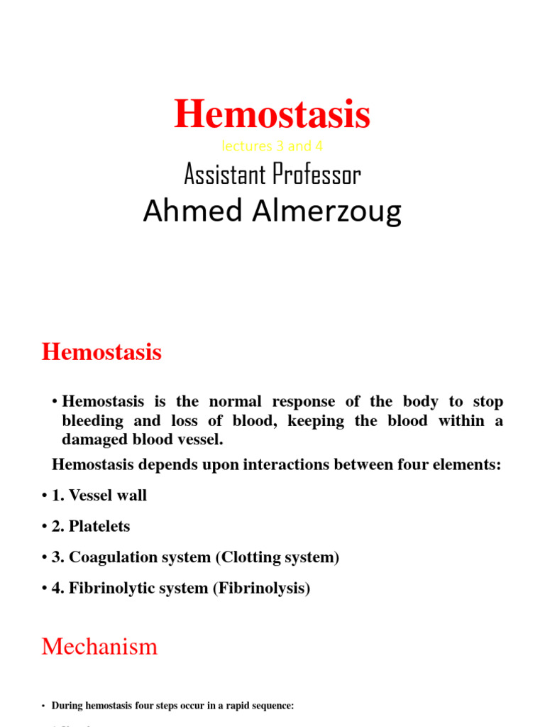 Lec 5 and 6 Hemostasis | PDF | Hemostasis | Coagulation