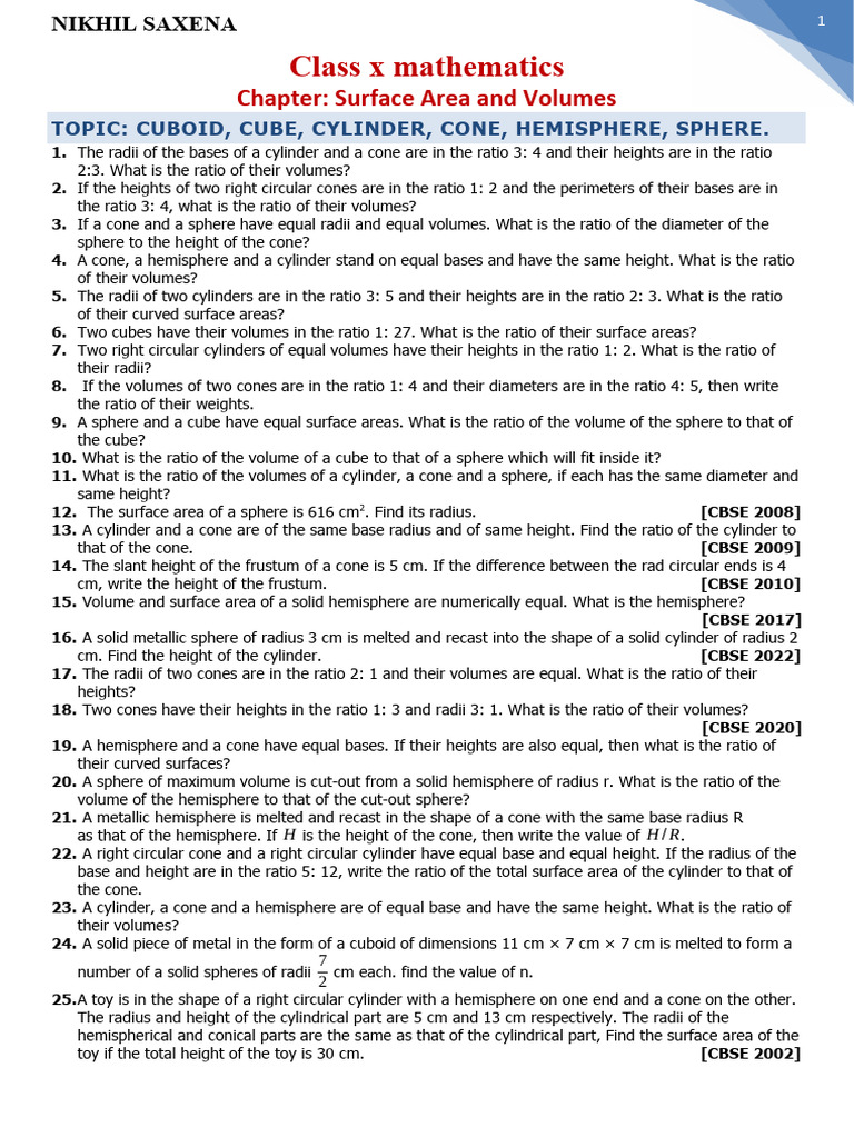 CH 12 - Surface Area and Volume | PDF | Sphere | Volume