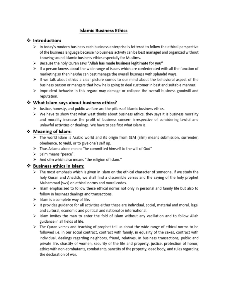 Islamic Business Ethics 2 | PDF | Muhammad | Hadith