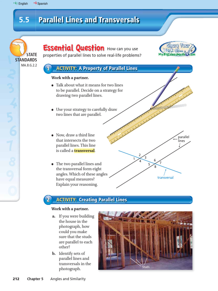 g8 - 05 - 05 - Parallel Lines | PDF | Angle | Euclidean Geometry
