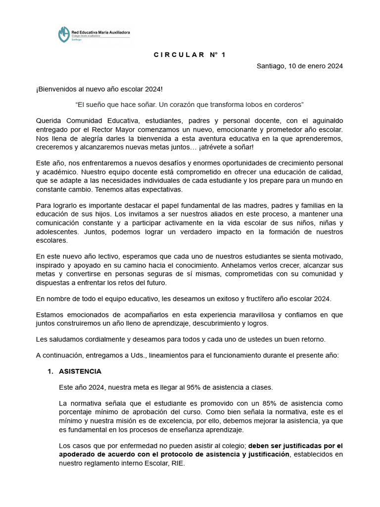 Comunicado N°1 2024 | PDF