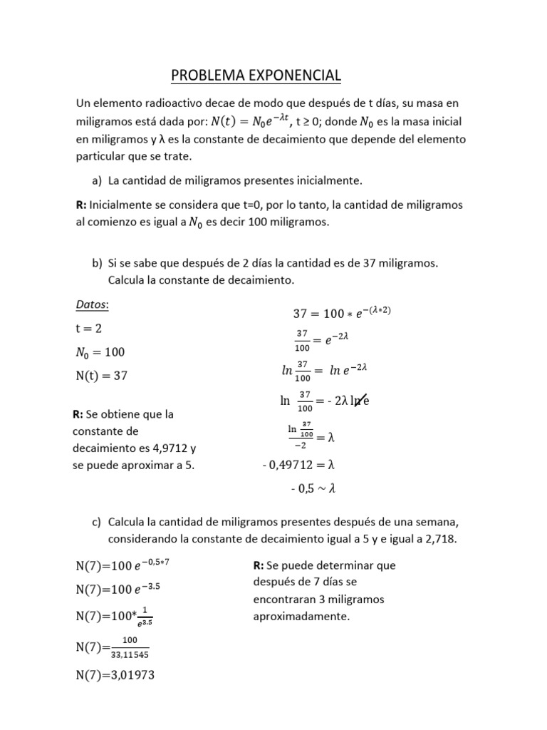 Cálculo de Decaimiento Radioactivo | PDF