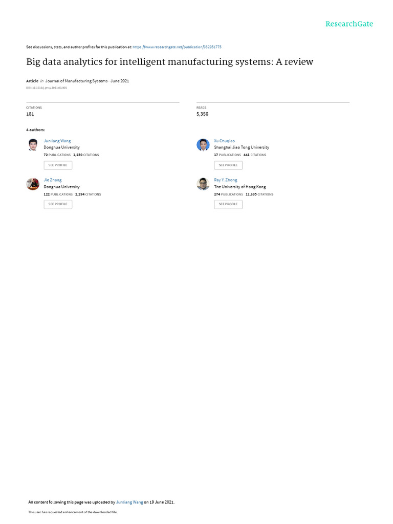 Big Data in Intelligent Manufacturing | PDF | Apache Spark | Map Reduce