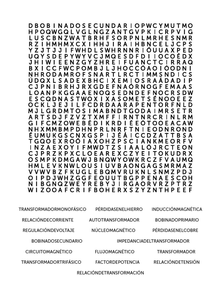 Sopa de Letras Ingeniería Eléctrica | PDF