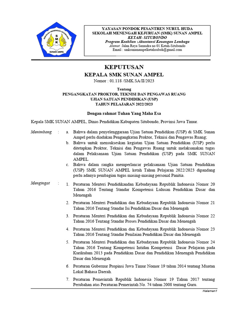 SK Pengawas USP | PDF