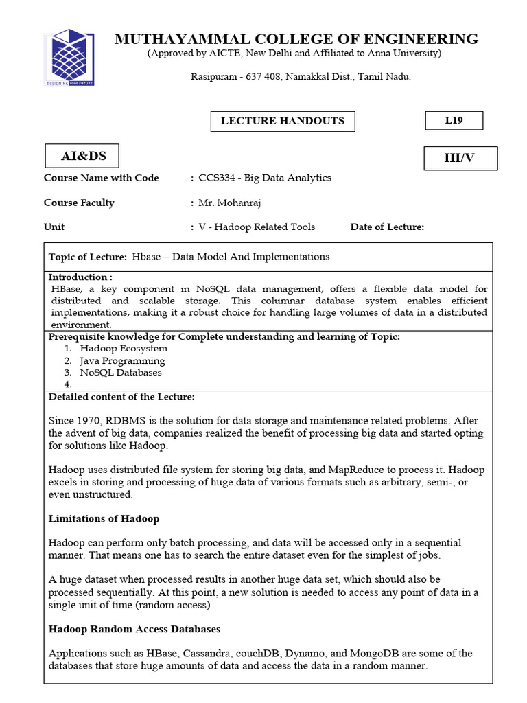 BDA Unit 5 HIVE HBASE | PDF