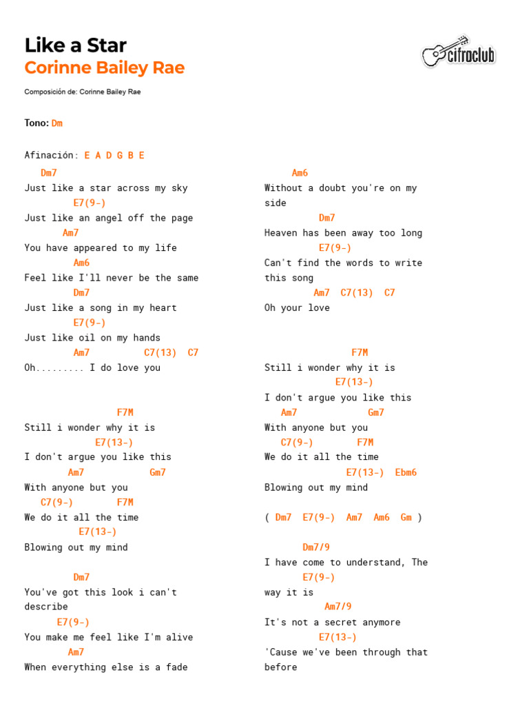 Cifra Club - Corinne Bailey Rae - Like A Star | PDF
