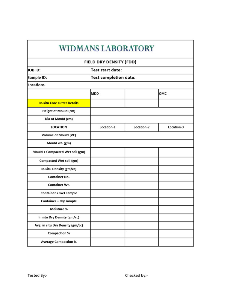 In Situ Density (FDD) | PDF | Density | In Situ