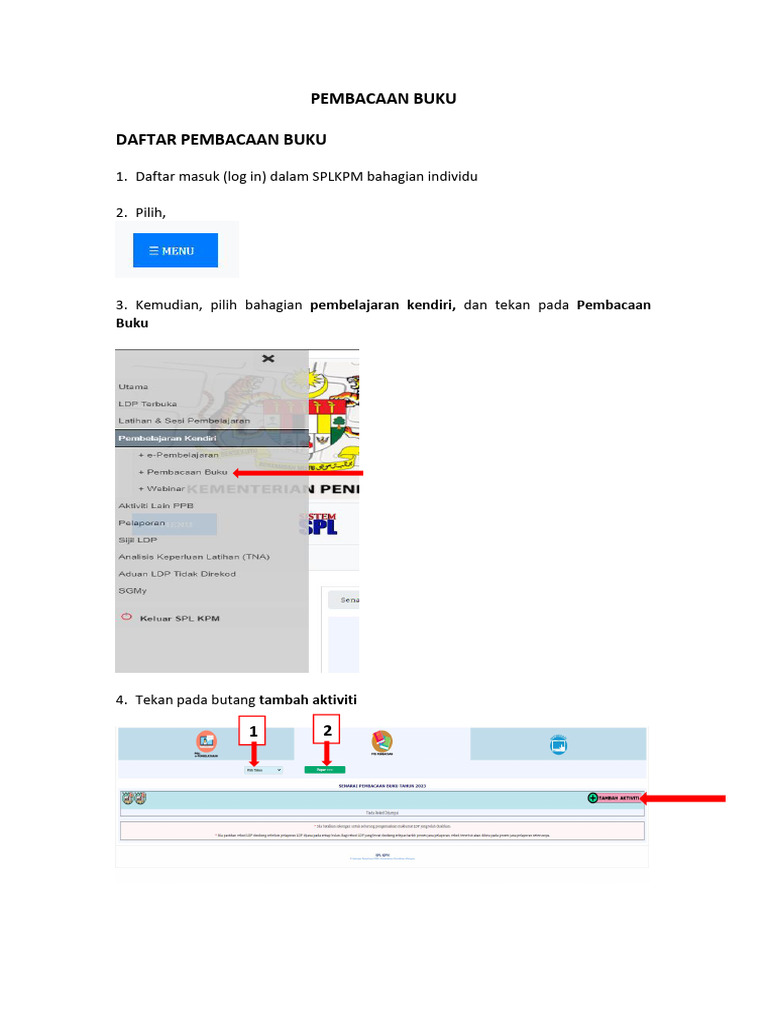 Bahagian - PEMBACAAN BUKU (PENGISIAN DATA SPLKPM) | PDF