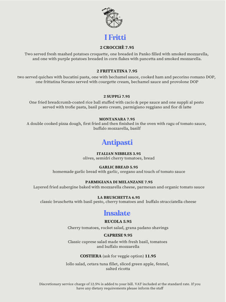 Napoli On The Road Menu Overview | PDF