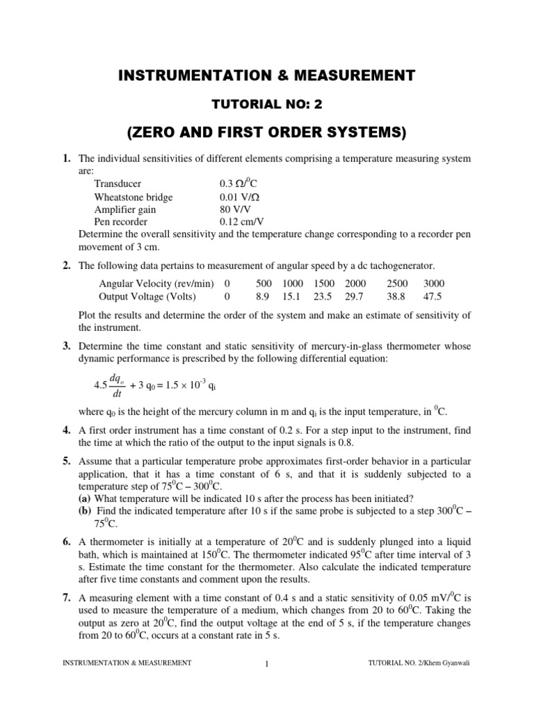 Tutorial 2 | PDF | Thermometer | Temperature