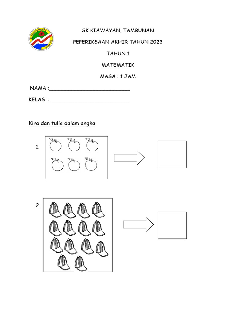 Peperiksaan Akhir Tahun Matematik Tahun 1 | PDF
