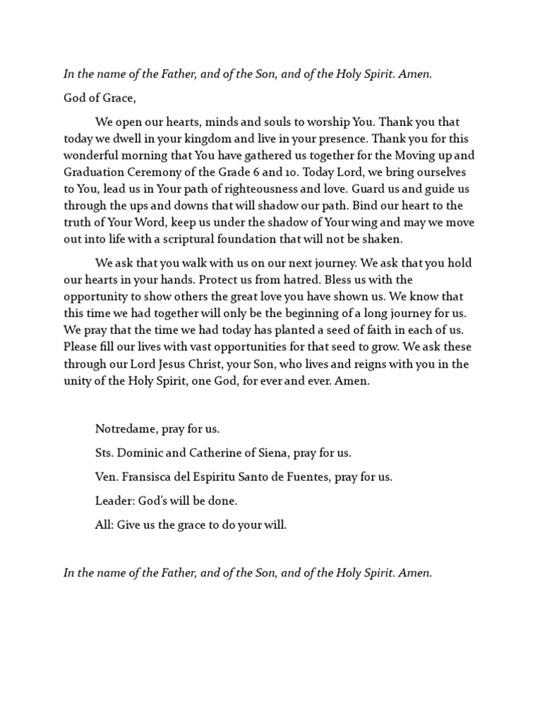 Opening Prayer (Graduation) | PDF | Wellness | Religion & Spirituality